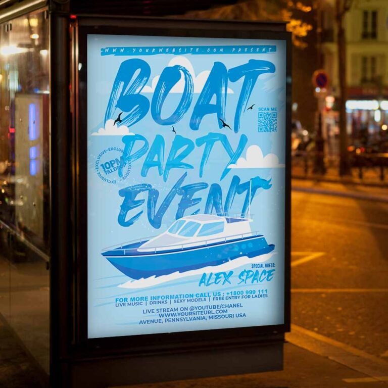 Boat Party Card Printable Template - PSDmarket