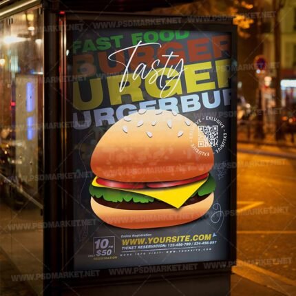 Burger Food Card Printable Template - PSDmarket