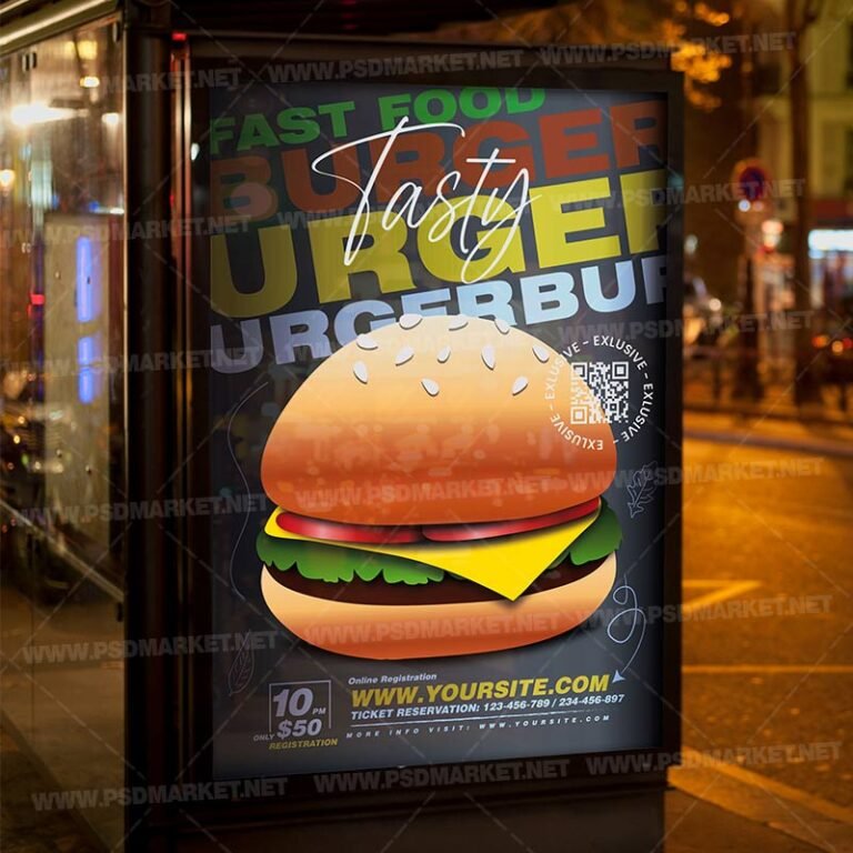 Burger Food Card Printable Template - PSDmarket