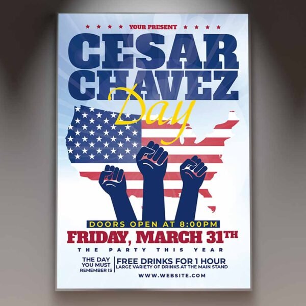 Cesar Chavez Day Card Printable Template | PSDmarket