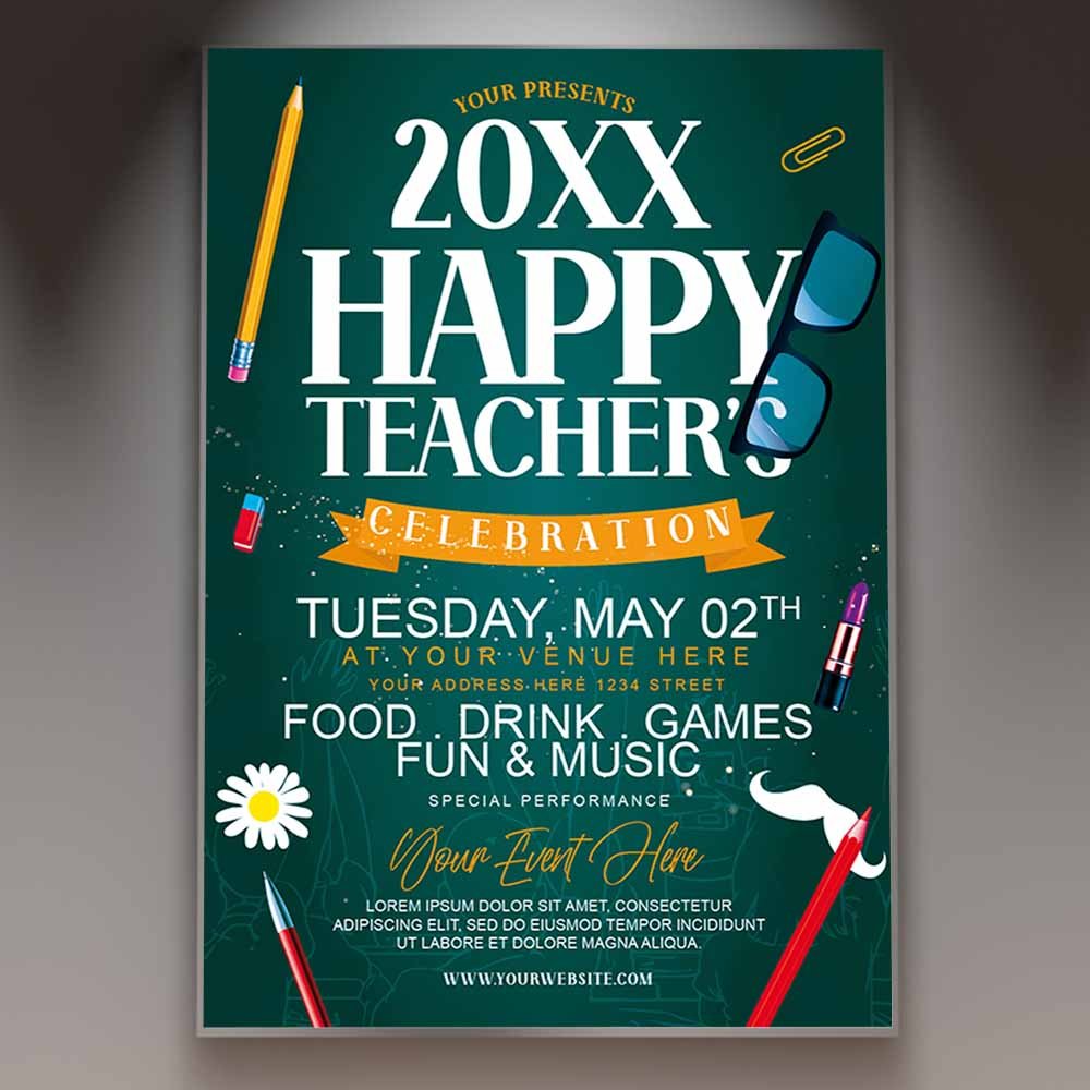 Happy Teachers Day Card Printable Template PSDmarket Happy Teachers Day Card Printable Template PSDmarket