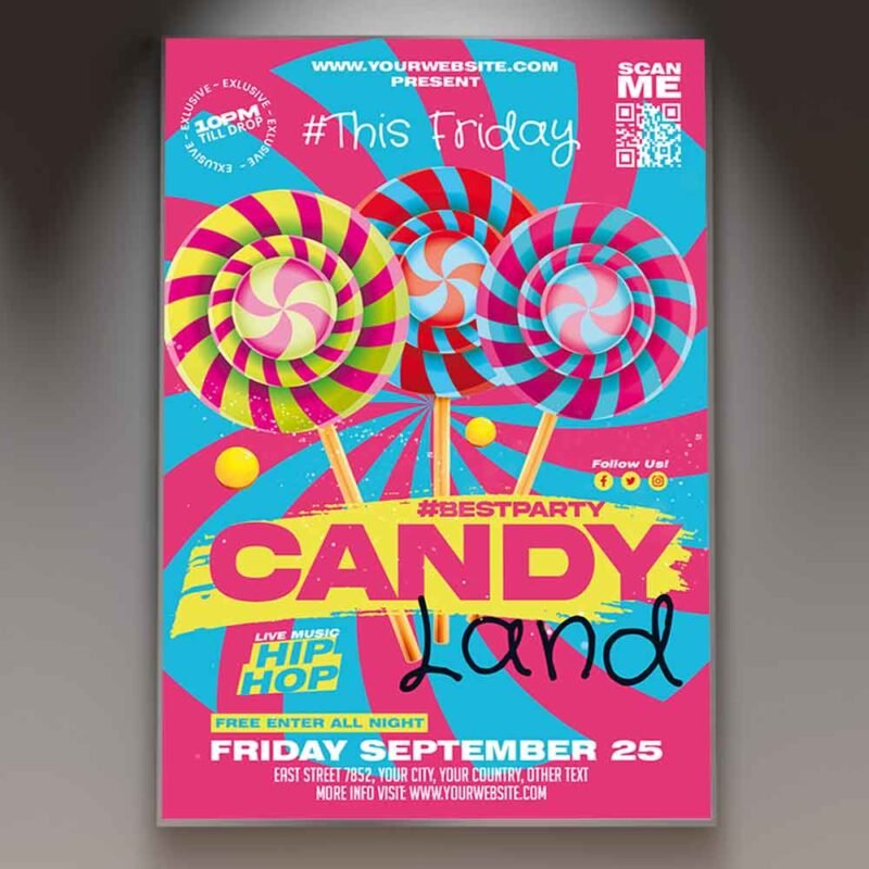 Download Candy Party PSD Template Flyer | PSDmarket