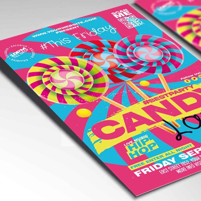 Download Candy Party PSD Template Flyer | PSDmarket