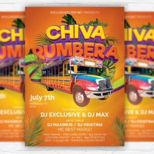 Download Chiva Rumbera - Flyer PSD Template | ExclusiveFlyer