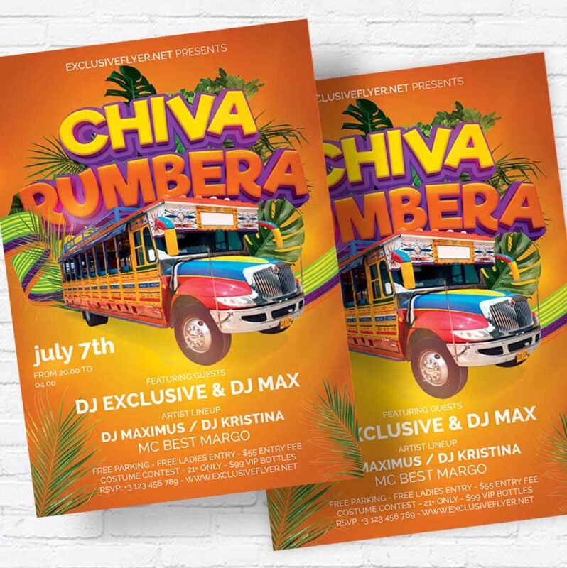 Download Chiva Rumbera - Flyer PSD Template | ExclusiveFlyer