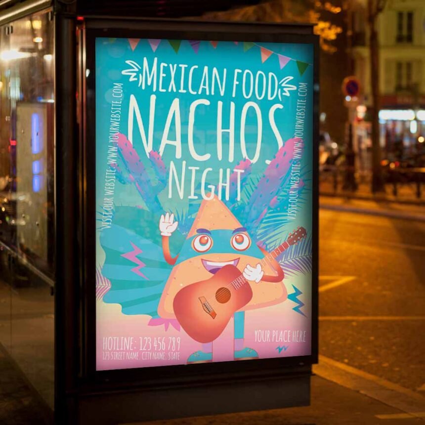 Nachos Hero Night Card Printable PSD Template | PSDmarket