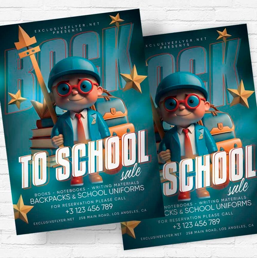 Download Back 2 School Giveaway - Flyer PSD Template | ExclusiveFlye
