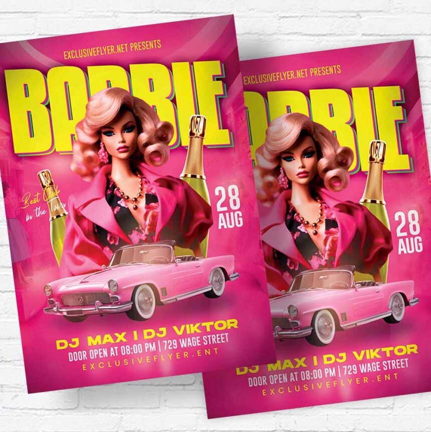 Download Barbie Night - Flyer PSD Template | ExclusiveFlye