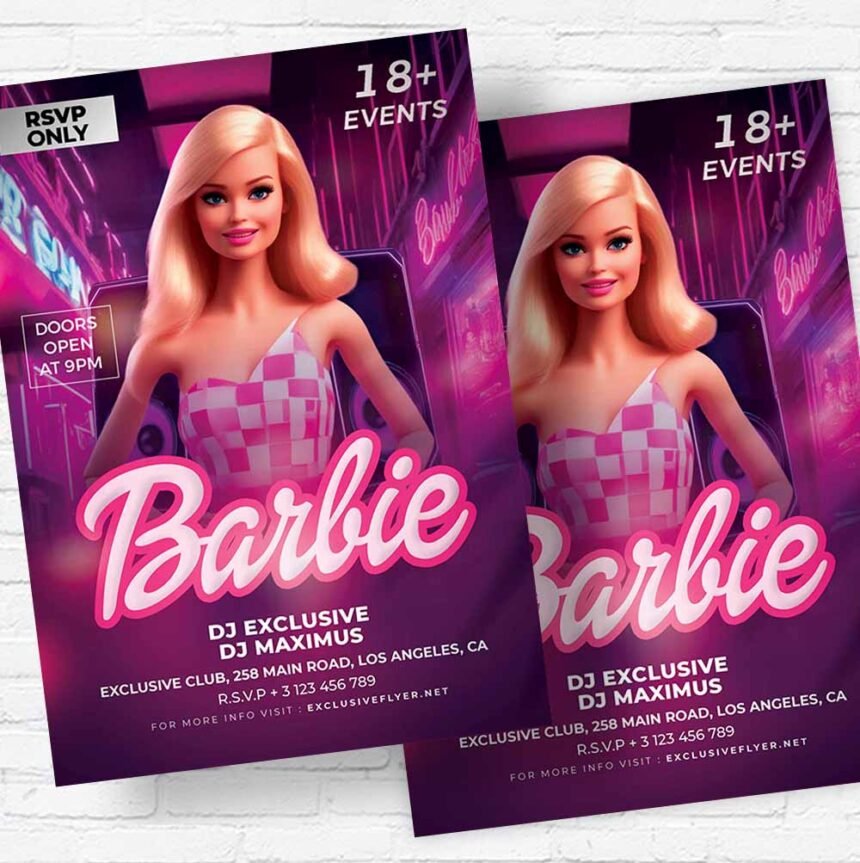 Download Barbie Night - Flyer PSD Template | ExclusiveFlye