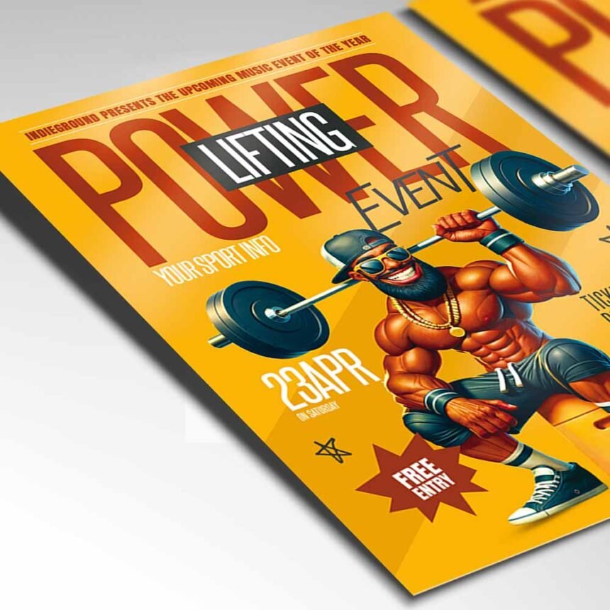 Powerlifting Day Card Printable PSD Template | PSDmarket