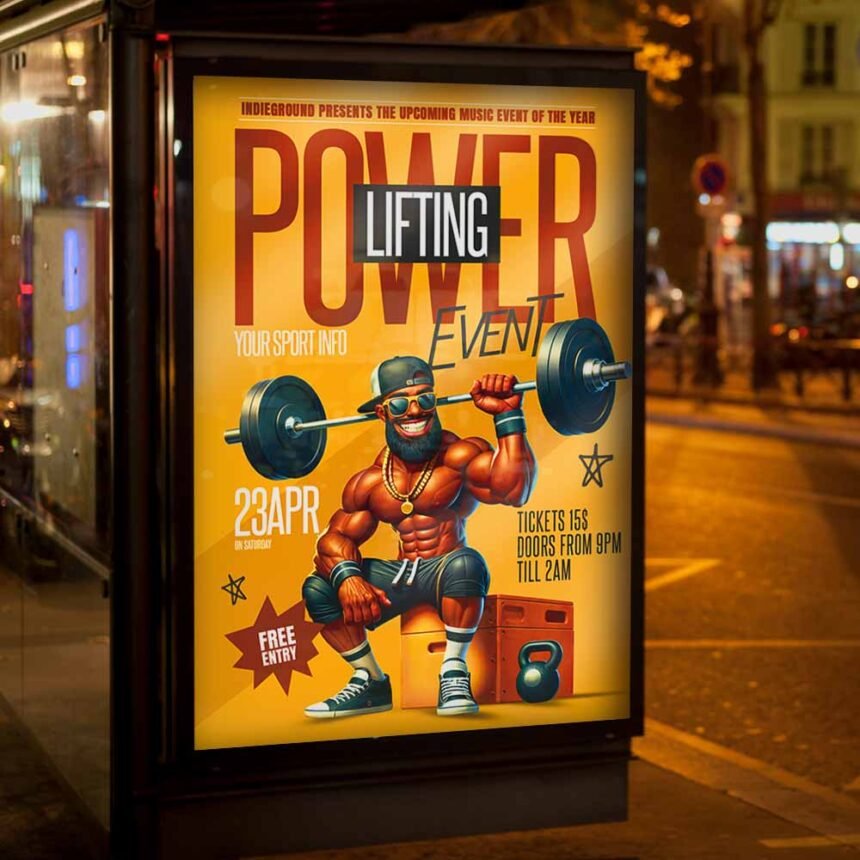 Powerlifting Day Card Printable PSD Template | PSDmarket