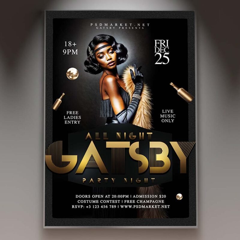 Download Great Gatsby Night Flyer - PSD Template | PSDmarket