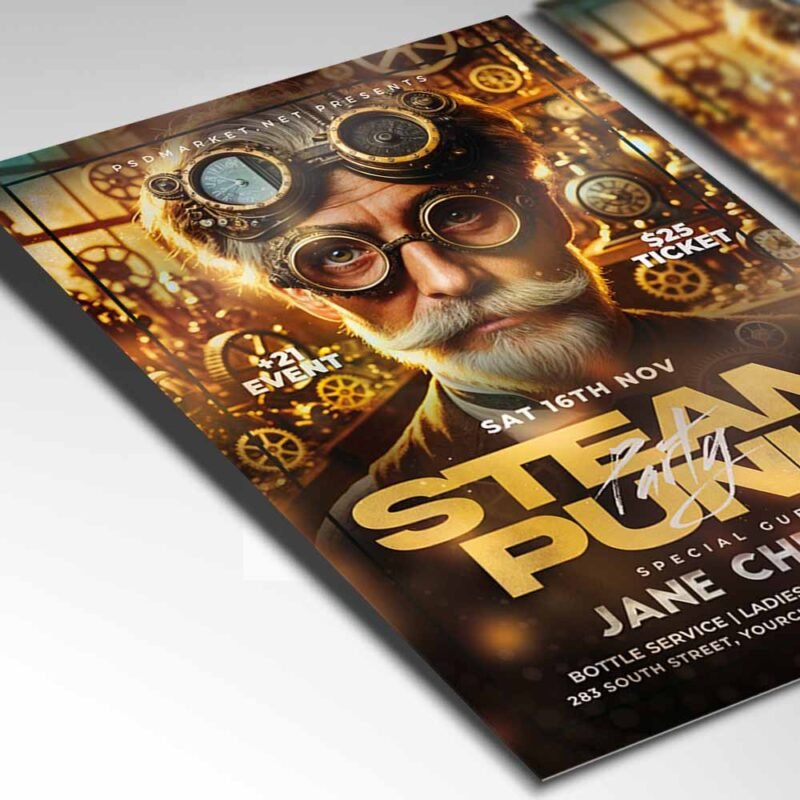 Download Steampunk Flyer - PSD Template | PSDmarket